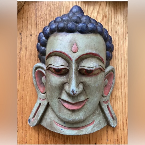 Handmade | Art | 95s Buddha Mask Wall Sculpture Balinese Hand Carved ...